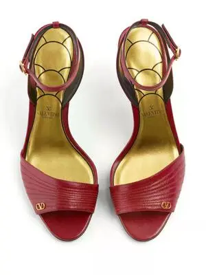 Valentino Garavani Calf Leather Strappy Sandals - Red