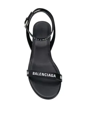 Balenciaga Logo Ankle Strap Sandals