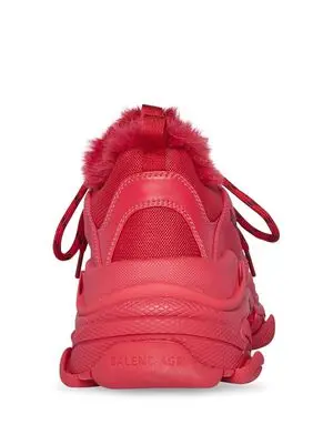 Balenciaga Triple S Faux-fur Trim Sneakers - Red