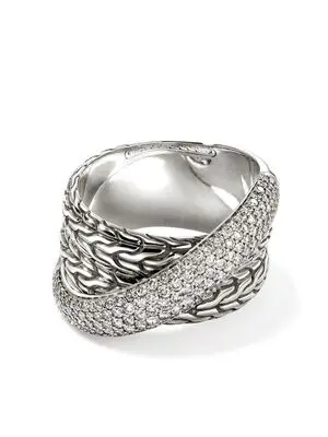 John Hardy Sterling Essential Crossover Diamond Ring - Silver