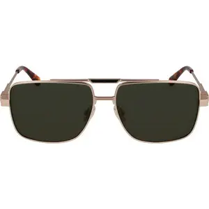 FERRAGAMO Gancini Prisma Navigator Sunglasses - Gold