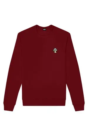 DALIX Mushroom Fleece Crewneck Sweatshirt - Cardinal Red