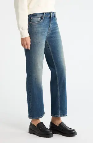 RE/DONE Slim Straight Crop Jeans - Smoke Water