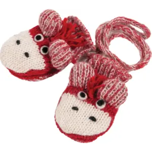 NIRVANNA DESIGNS Knitted Monkey Mittens - Red
