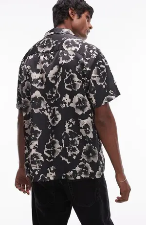 Topman Floral Satin Camp Shirt