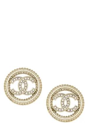 Chanel Crystal 'cc' Circle Earrings - Gold