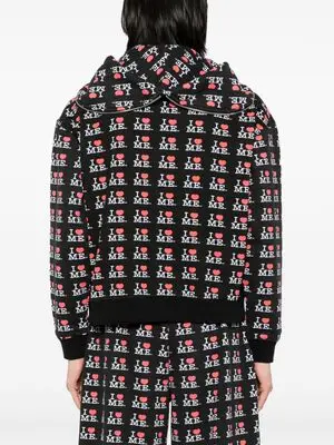 Ashley Williams I Heart Me Printed Zip Up Hoodie In Black - 54