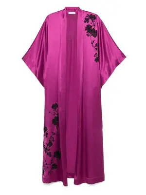 Carine Gilson Lace-detail Long Robe - Purple