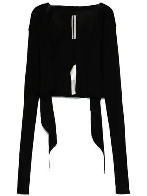 Rick Owens Cropped Wrap Cardigan - Black
