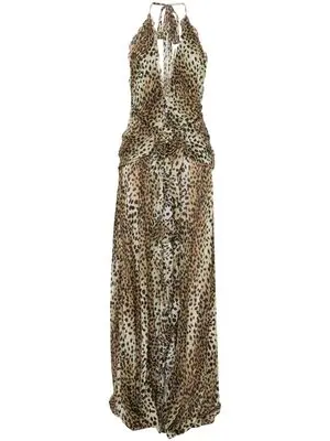 Blumarine Leopard-print Georgette Maxi Dress