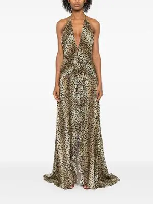 Blumarine Leopard-print Georgette Maxi Dress