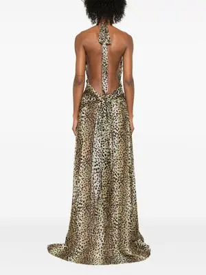 Blumarine Leopard-print Georgette Maxi Dress