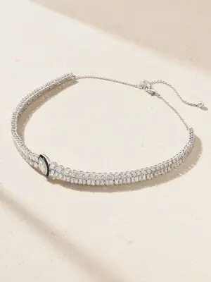 KAMYEN 18-karat White Gold, Diamond And Enamel Necklace - Silver