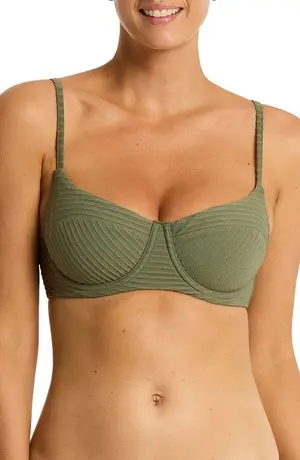 SEA LEVEL Spinnaker Underwire Balconette Bikini Top - Khaki