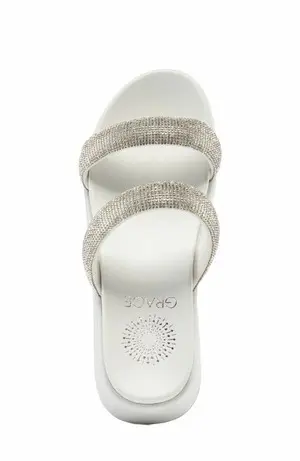 GRACE FOOTWEAR Boca Leather Slip-on Wedge Sandals - Silver