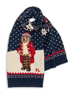 Ralph Lauren Holiday Bear Wool & Cashmere Scarf