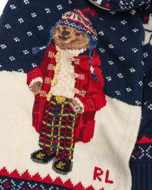 Ralph Lauren Holiday Bear Wool & Cashmere Scarf