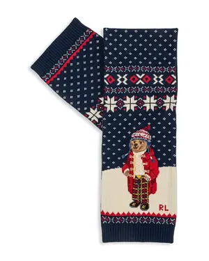 Ralph Lauren Holiday Bear Wool & Cashmere Scarf
