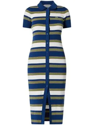Lacoste Striped Knitted Midi Dress - Blue