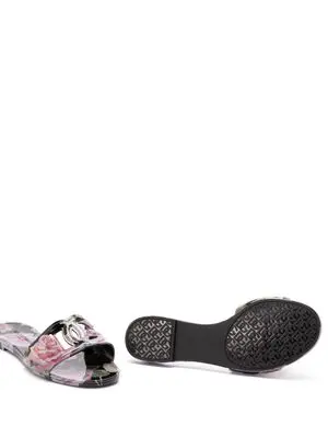 Dolce & Gabbana Rose-print Slides - Black