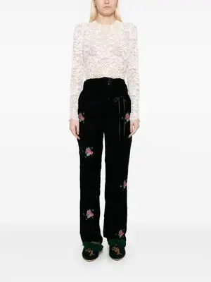 MIDORIKAWA Embroidered Floral Trousers