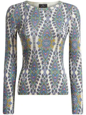 Etro Paisley-print Fine-knit Sweater