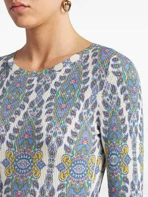 Etro Paisley-print Fine-knit Sweater