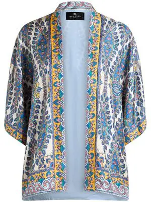 Etro Paisley-print Silk Robe Jacket - White