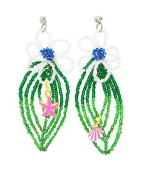 AMIR SLAMA Floral-appliqué Drop Earrings - Silver