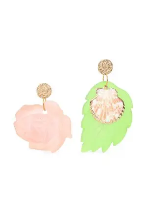 AMIR SLAMA Floral Appliqué Earrings - Pink