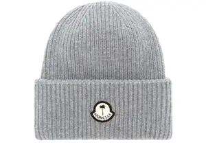 Moncler X Palm Angels Ribbed Beanie - Grey/white