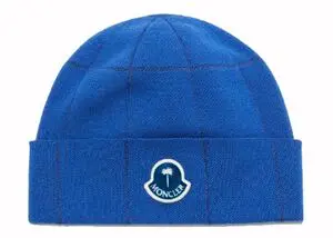 Moncler X Palm Angels Checks Beanie - Blue/white
