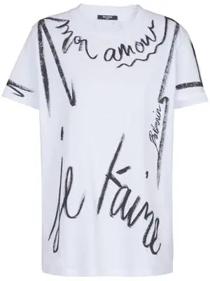 Balmain Je T'aime-print Short-sleeve T-shirt - White