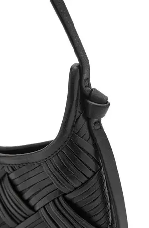 Mango Woven Leather Shoulder Bag