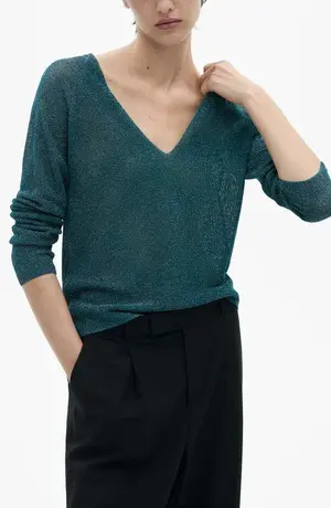 Mango Metallic Sweater - Green