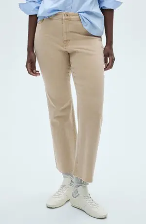Mango Crop Flare Jeans - Sand