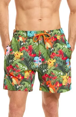 Opposuits Pokémon Tropical Forest Stretch Swim Trunks