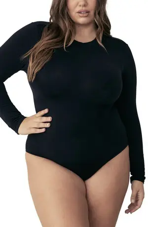 PINSY Butter Sculpt Long Sleeve Bodysuit - Black