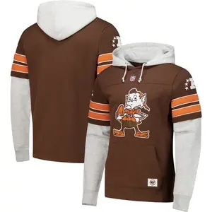 '47 Cleveland S Throwback Double Header Blitz Cornerback Pullover Hoodie - Brown