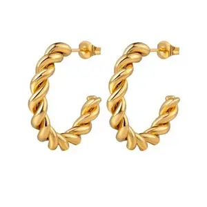 DLORIA Hollywood Sensation Plated Rope Hoop Earrings - Gold