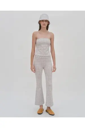 Rosetta Getty Striped Windowpane Cropped Flare Pants