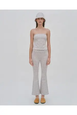 Rosetta Getty Striped Windowpane Cropped Flare Pants