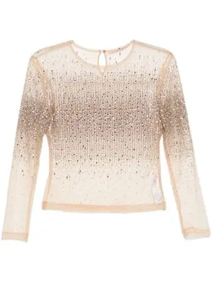 Ermanno Scervino Crystal-embellished Tulle Top
