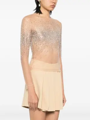 Ermanno Scervino Crystal-embellished Tulle Top