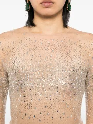 Ermanno Scervino Crystal-embellished Tulle Top