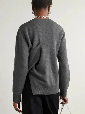 JIL SANDER Embellished Draped Wool And Cashmere-blend Sweater