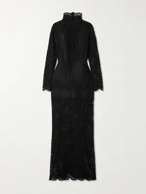 Rabanne Lace-trimmed Silk-satin Maxi Dress - Black