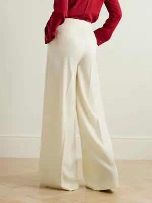 Max Mara Ninfa Wool-twill Wide-leg Pants - White