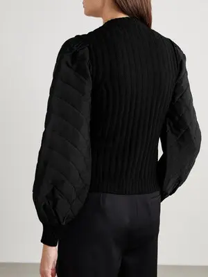 Max Mara Torre Ribbed Wool And Padded Quilted Silk Jacket