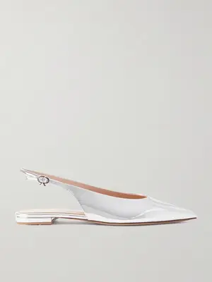GIANVITO ROSSI Robbie Mirrored-leather Slingback Flats - Silver
